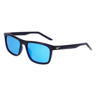 Nike unisex, Accessoires, Bleu, Taille: 56 MM Lunettes de soleil élégantes avec monture bleue