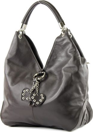modamoda.de 330 Damen Nappaleder Schultertasche Henkeltasche gro&szlig; handmade in Italy, Farbe:Dunkelbraun Nappaleder