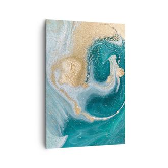 Arttor Bilder auf Leinwand 70x100cm Leinwandbild mit Rahmen Golden T&uuml;rkis Hintergrund Gro&szlig; Wanddeko Bild Schlafzimmer K&uuml;che Deko Wandbilder Dekoration Wohnzi