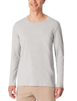 Schiesser Herren Schlafshirt Langarm Rundhals-Mix + Relax Pyjamaoberteil, Grau-Mel_181189, 58