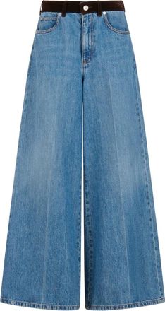Marni Femme, Jeans, Bleu, Taille: 36 FR Pantalon en denim avec ceinture en velours