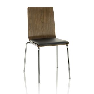 hjh OFFICE Esszimmerstuhl Besucherstuhl Peria Holz Wartestuhl mit Sitzkissen, stapelbar, Walnuss/Schwarz, 729449