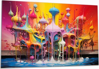 Wallario Herdabdeckplatte/Spritzschutz aus Glas, 2-teilig, 80x52cm, für Ceran- und Induktionsherde, Farbenfroher Palast