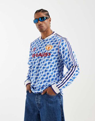 adidas adidas Performance - Manchester United - Mehrfarbiges, lang&auml;rmliges Ausw&auml;rtstrikot im Stil der 90er