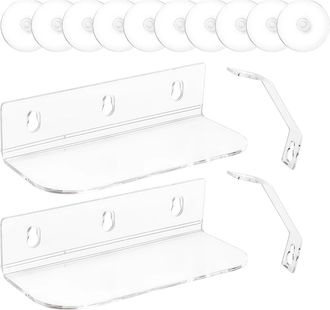 Generic Pflanzenregal,2-teilige Halterung Mit Transparenten Saugn&auml;pfen | Starker Saugnapf Pflanzen Wandablage | F&uuml;r Pflanzk&uuml;bel Blumentopf Innen Au&szlig;en Wohnzim