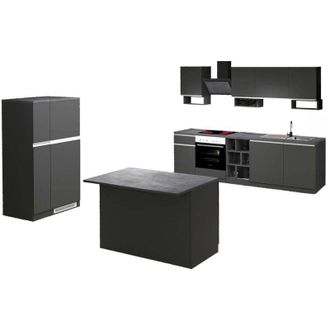 Dmora Dmora - Komplette K&uuml;che Armand, Modulares K&uuml;chenset, Modulare K&uuml;che mit mehreren Elementen, 100 % Made in Italy, Anthrazit und Schiefer
