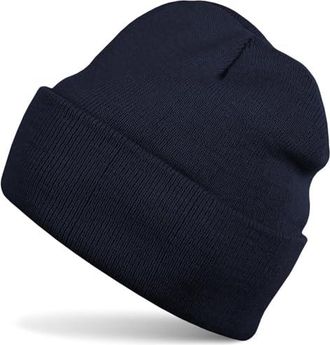 styleBREAKER Bonnet Enfant en Tricot à Large Bord, Bonnet Fin Tricoté Double pour Enfants de 2 à 5 Ans 04024030, Couleur:Marine