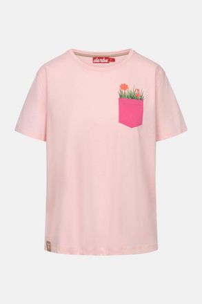 Derbe Derbe T-Shirt D&uuml;nenbl&uuml;mchen Damen Rosa Brusttasche GOTS O
