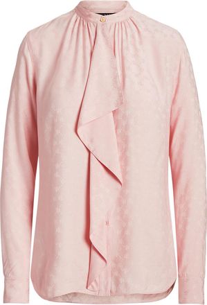 Ralph Lauren RUFFLE-TRIM LOGO JACQUARD SHIRT