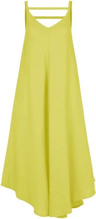 Bomboogie Femme, Robes, Jaune, Taille: 40 FR Robe en Lin &agrave; Bretelles