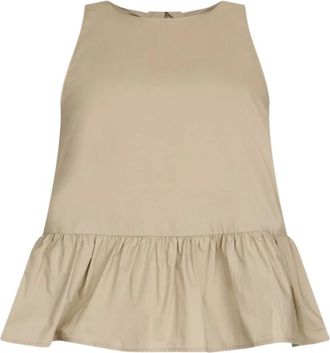 Liu Jo Femme, Blouses et Chemises, Beige, Taille: 38 FR Haut en Popeline avec