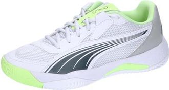 Puma Unisex Adults Nova Court Tennis Shoe, PUMA White-Luminous Blue-Fizzy Apple-Shadow Gray, 41 EU