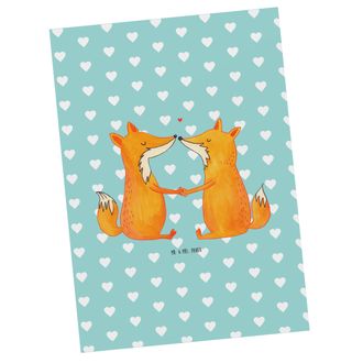 Mr. & Mrs. Panda Postkarte Füchse Liebe - Geschenk, Ehe, bildkarte, kunstkarte, Fuchs, Partner, Fox, Ansichtskarte, Freundin, Postkarten, Ansichtskarten
