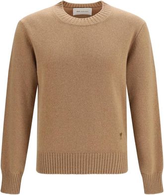 Ami Rundhals-Kaschmirpullover - - Knitwear - Herren - Braun - L