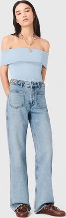 Maje Bardot-top Aus Rippstrick - Blau - Maje