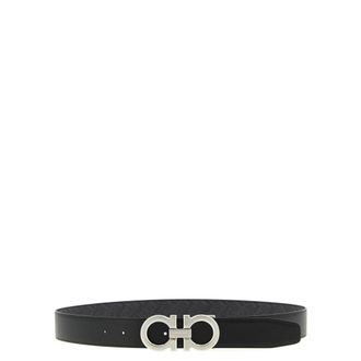 Ferragamo Homme, Accessoires, Noir, Taille: 90 CM Gancini Print Reversible Belt