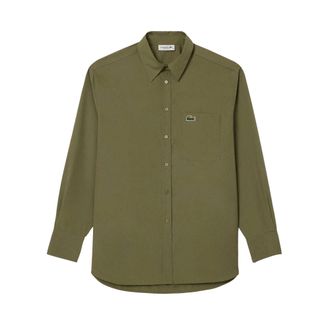 Lacoste Hemd f&uuml;r Damen, Baumwoll-Popelin, &Uuml;bergro&szlig; (Khakigr&uuml;n)