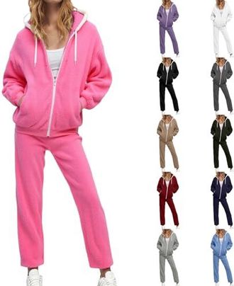 Generic Surv&ecirc;tement pour femme Grande taille - Ensemble de surv&ecirc;tement pour femme avec fermeture &eacute;clair sur le devant et capuche - Ensemble dhiver confortable