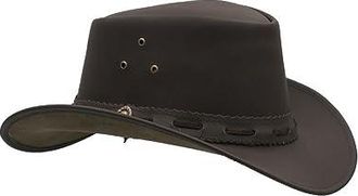 Walker and Hawkes Chapeau imperméable - Cuir de Vachette - Outback - Marron - 2XL (61cm)