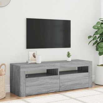 vidaXL Meuble tv avec lumi&egrave;res led sonoma gris 120x35x40 cm