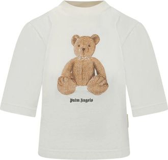 Palm Angels Femme, Tops, Blanc, Taille: 36 FR Bear Boxy T-Shirt