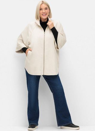 Sheego Allwetterjacke Jacke 3/4-Arm in lockerer Cape-Form, mit Wollanteil