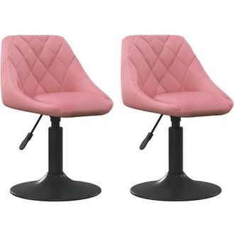 vidaXL Esszimmerst&uuml;hle 2 Stk. Drehbar Rosa Samt Vidaxl