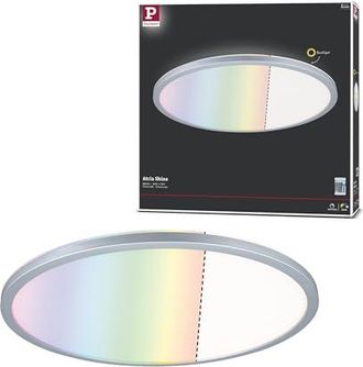 Paulmann 71019 Atria Shine LED Rond 420 mm avec 1 Panneau de Plafond en Plastique 20 W &agrave; intensit&eacute; Variable, Mat chrom&eacute;, &Oslash; 420mm