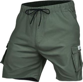 Generic Pantalon cargo pour homme avec cordon de serrage, grande taille, poches, vert militaire, XXL