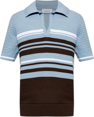 Ferragamo Homme, Tops, Bleu, Taille: L Polo avec Tissage D&eacute;coratif