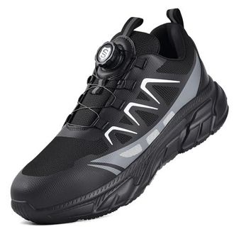 JACKSHIBO Baskets de s&eacute;curit&eacute; l&eacute;g&egrave;res et r&eacute;sistantes &agrave; la perforation avec embout en acier pour homme et femme, Noir, 47 1/3 EU