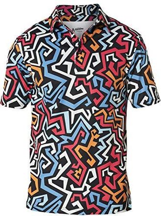 Royal & Awesome Graffiti Golf Polo pour Hommes, Hauts de Golf pour Hommes, Chemises de Golf, Chemises de Golf masculines, Hommes de Golf pour Hommes