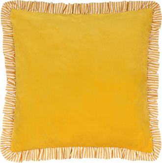 furn. Wylder Solene R&uuml;schen-Kissenbezug aus mattem Samt - Gelb - 45 x 45 cm