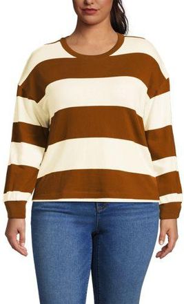 Lands End Jersey-Shirt mit langen Ärmeln, Damen, Größe:52-54 plus, Braun, Baumwolle, by Lands End
