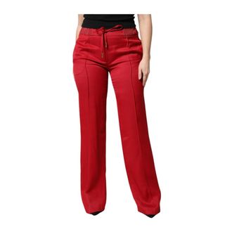 Dolce & Gabbana Rote Straight Fit Hosen mit Kordelzug - - Trousers - Damen - Rot - L