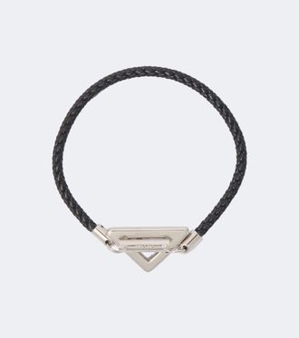 Prada Bracelet en cuir tress&eacute; &agrave; logo