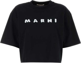 Marni Femme, Tops, Noir, Taille: 34 FR Logo T-Shirt
