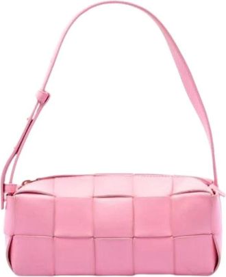 Bottega Veneta Sac bandouli&egrave;re en cuir dagneau tress&eacute; Pre-owned - Femme - Pre-owned - Rose - Taille: ONE Size