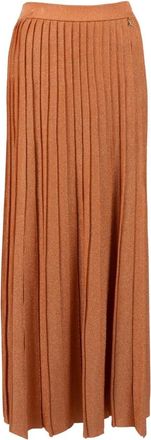 Patrizia Pepe Jupe Midi Pliss&eacute;e &agrave; Paillettes - Femme - Jupes - Orange - Taille: 36 FR