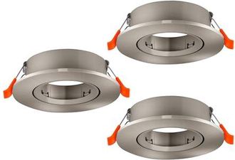 Eglo 3er Set Einbaustrahler Barranco, Spot Deckenleuchte schwenkbar, runder Einbauspot ohne Leuchtmittel, Deckenstrahler aus Kunststoff in Silber, GU10 Fas