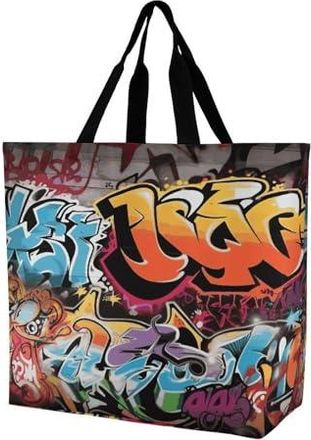 Generic Doodle Hip Hop Sac A Main Femmes L&eacute;ger Tote Bag Grand Sac Courses Pour Travail Plage Shopping