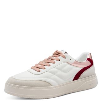 Tamaris Plateausneaker TAMARIS, Damen, Gr. 39, wei&szlig; (sanftes wei&szlig; kombiniert), Leder, Lederimitat, gesteppt, unifarben mit Farbeins&auml;tzen, Schuhe Plateausneake