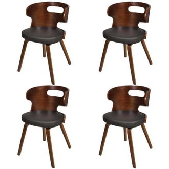 vidaXL Vidaxl - Esszimmerst&uuml;hle 4 Stk. Braun Bugholz und Kunstleder