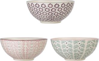 Bloomingville Schale Maya, rosa grün lila, Keramik, 3er Set, Ø 16,5 x Höhe 7,5 cm; 3er Set
