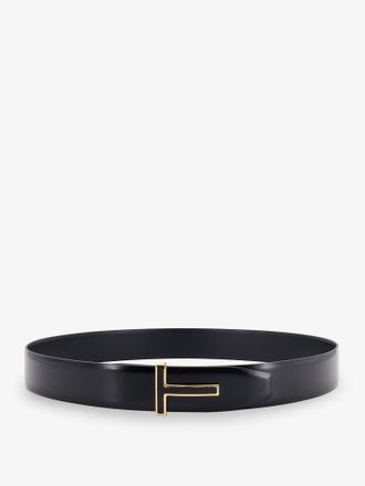 Tom Ford Leather belt with metal logo buckle - TOM FORD - gender_Man
