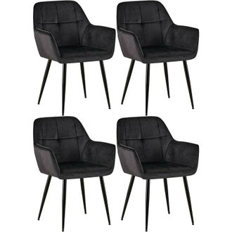 Clp 4er Set Esszimmerstühle Emia schwarz Samt