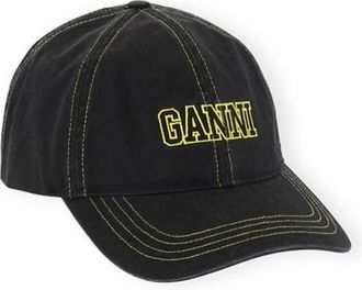 Ganni unisex, Accessoires, Noir, Taille: ONE Size Casquette Logo Brod&eacute;