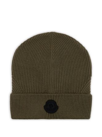 Moncler bonnet en maille c&ocirc;tel&eacute;e - Vert