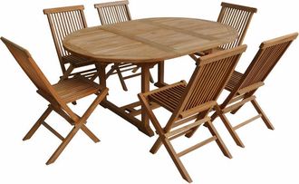 Happy Garden Happy Garden - Salon de jardin en teck lombok - table ronde extensible - 6 places