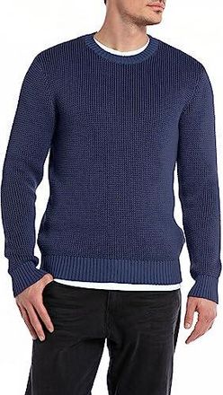 Replay Pull en Coton pour Homme, Bleu de Prusse 484 (Bleu), M